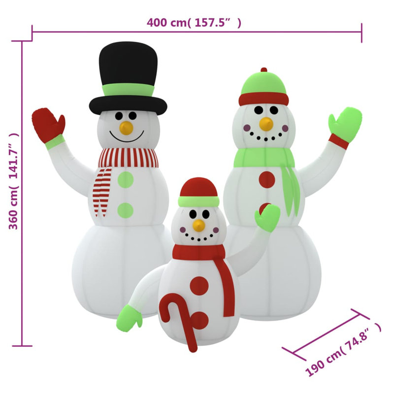 The Holiday Aisle® Inflatable Snowman Family Xmas Decoration with LEDs ...