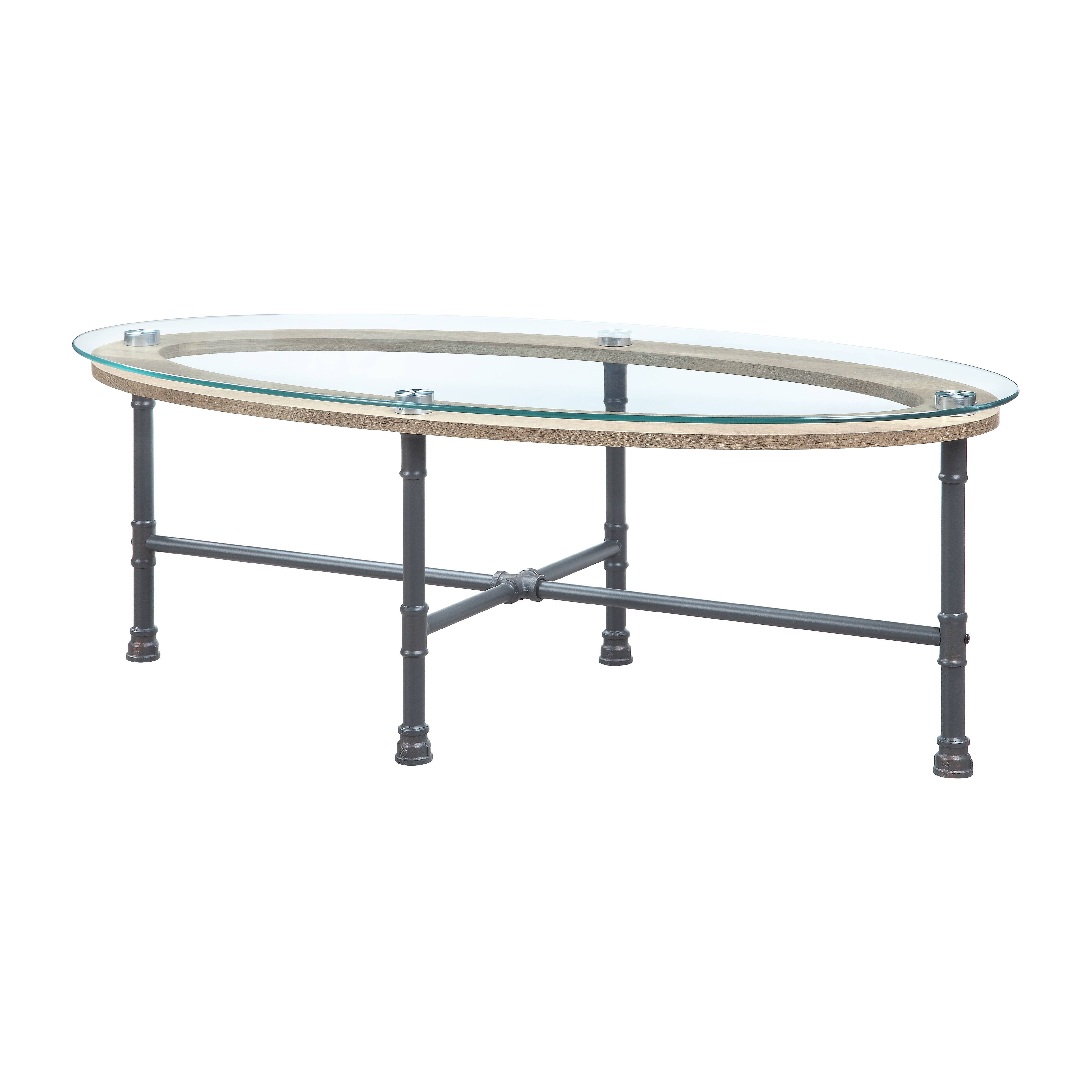 Williston Forge Javiar Oval Coffee Table with Glass Top | Wayfair