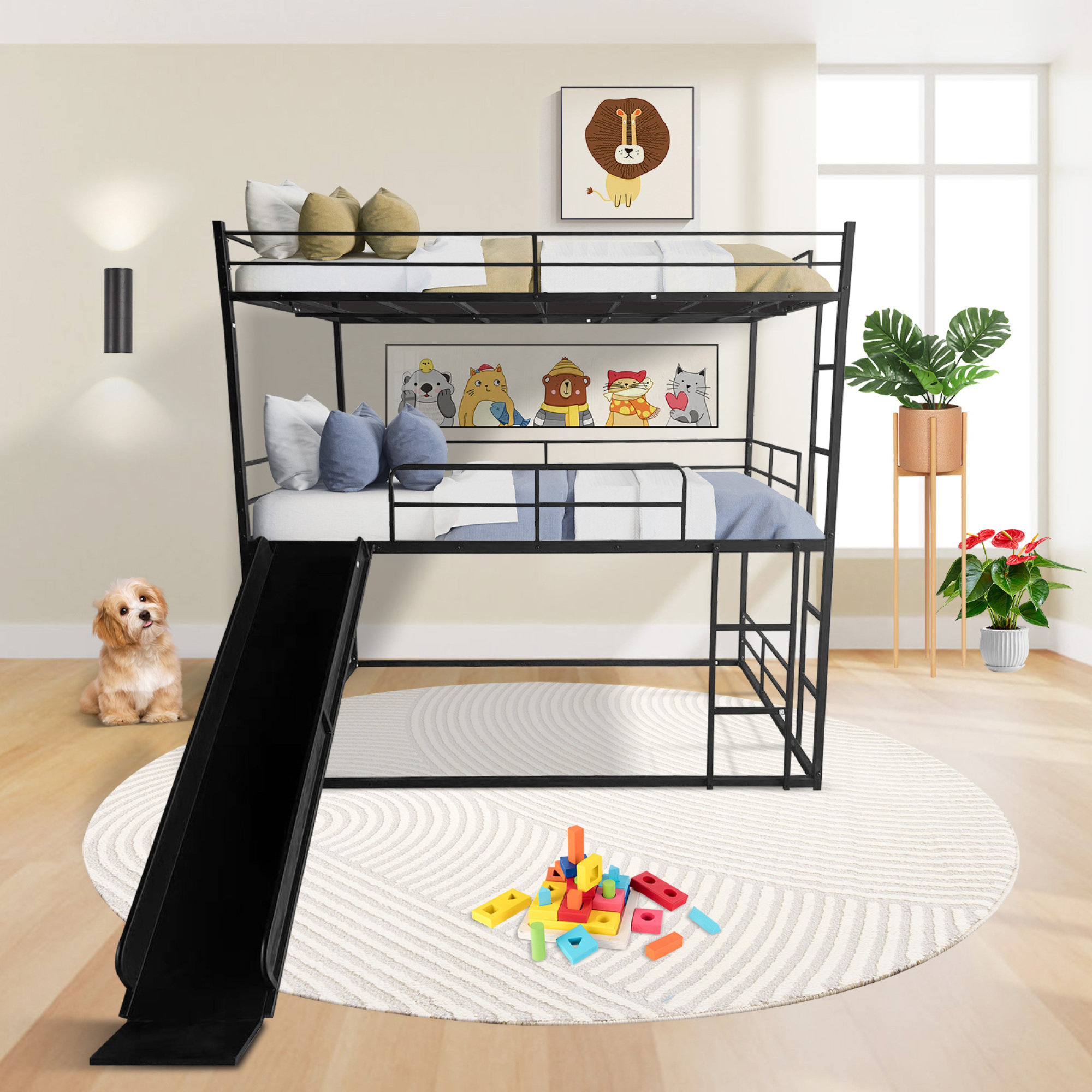 Isabelle & Max™ Charming Twin Size House Loft Bed In Black With Fun ...