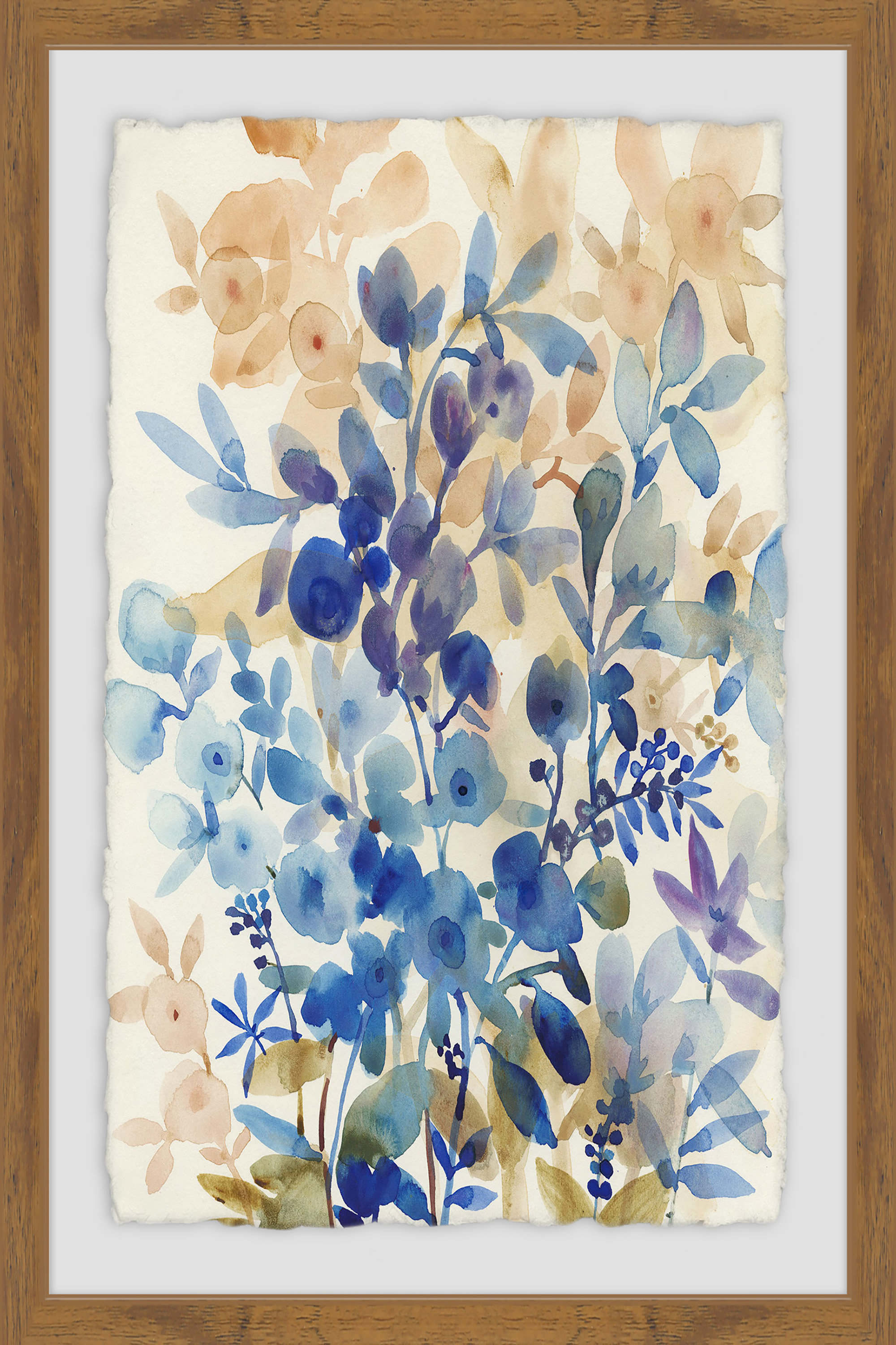 Winston Porter 'Blueberry Floral I' Framed Watercolor Painting Print ...