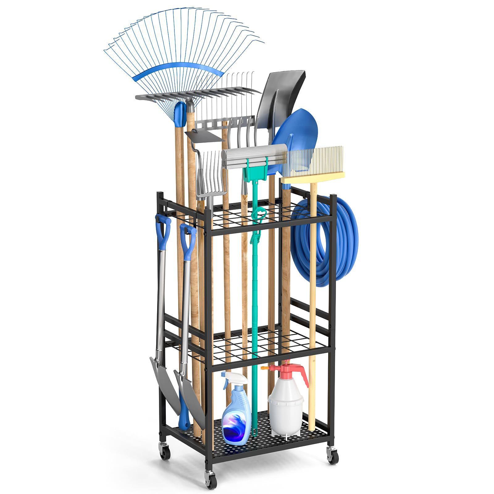 WFX Utility™ Garden Tool Organizer With Wheels, Yard Tool Tower Rack ...