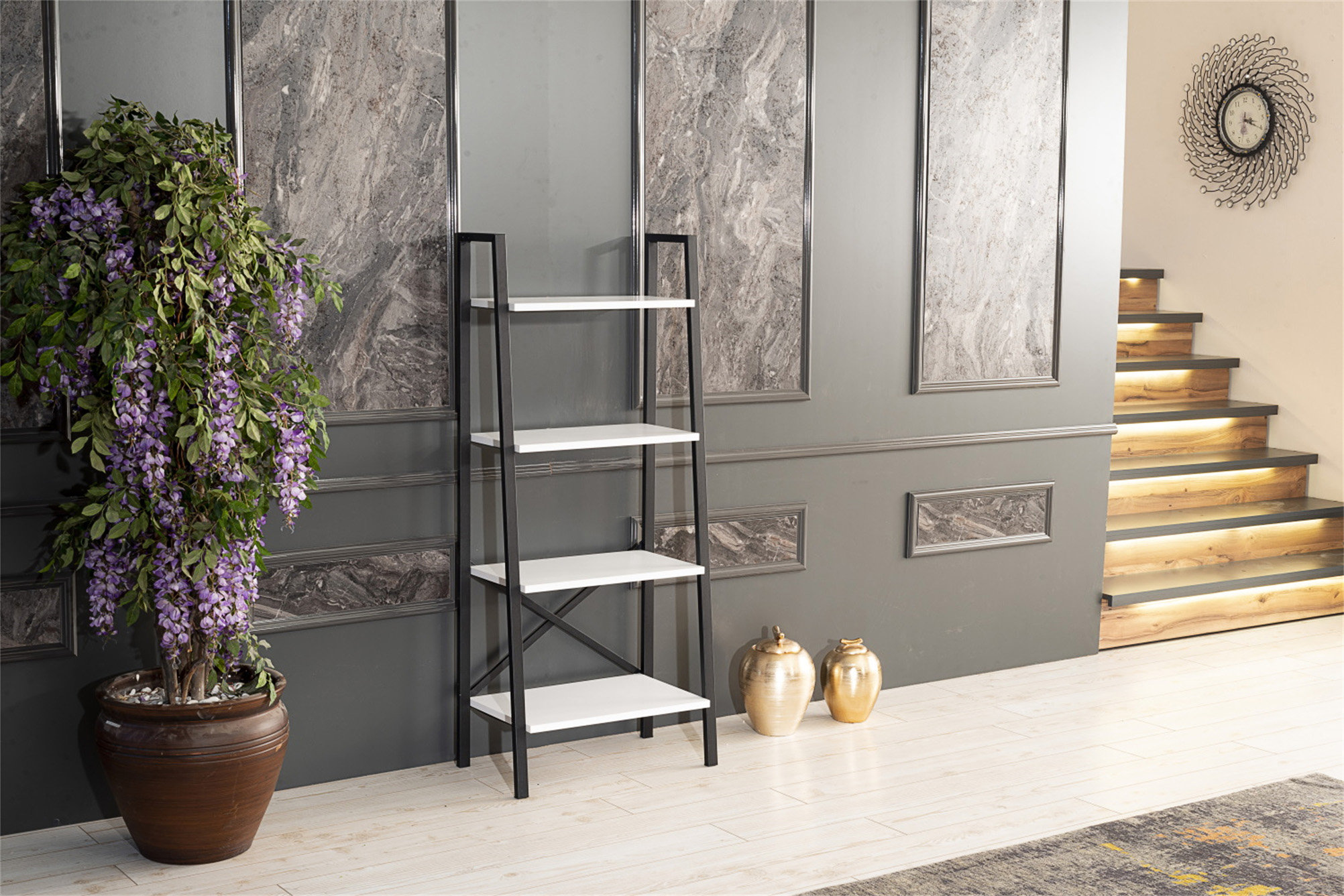 17 Stories Leon 5 Tier Modern Ladder Bookshelf Organizers | Wayfair