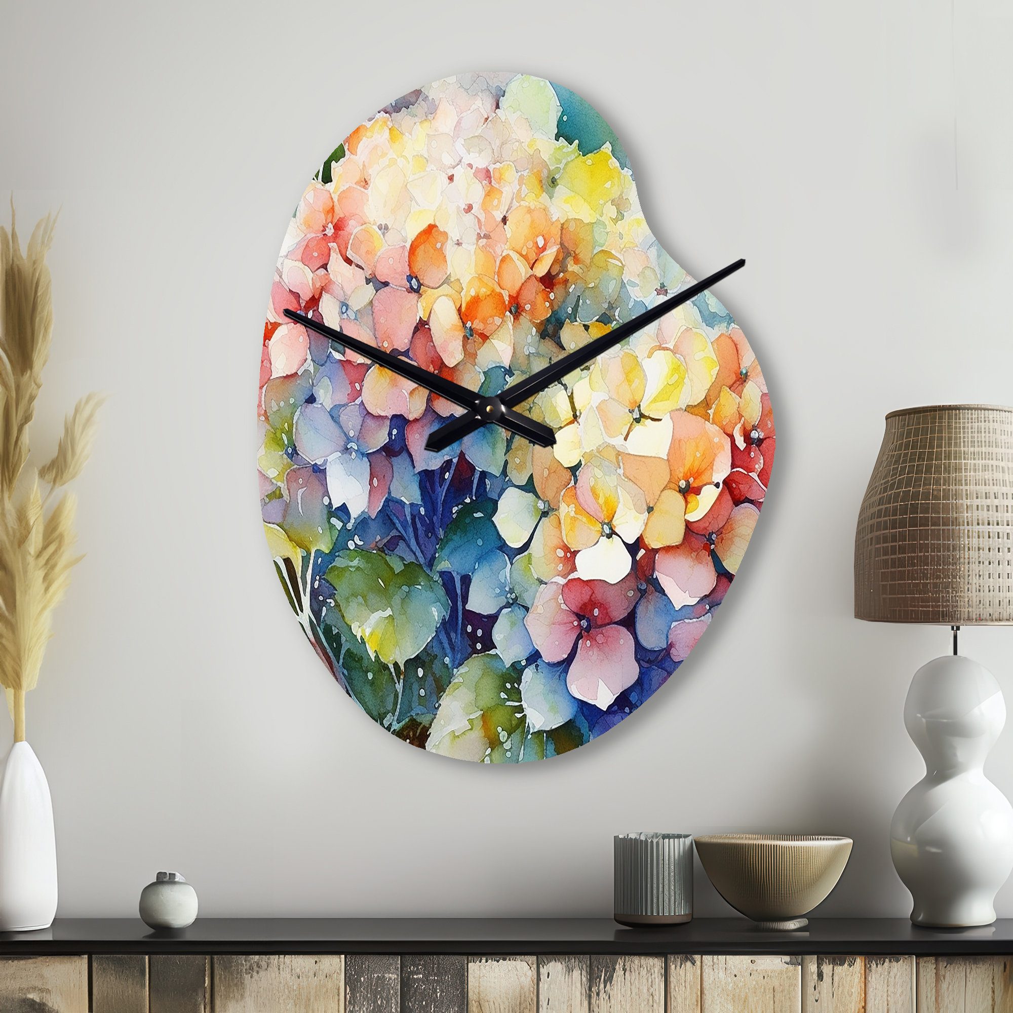 Design Art Blue Green Hydrangea - Hydrangea Irregular Shape Metal Wall ...