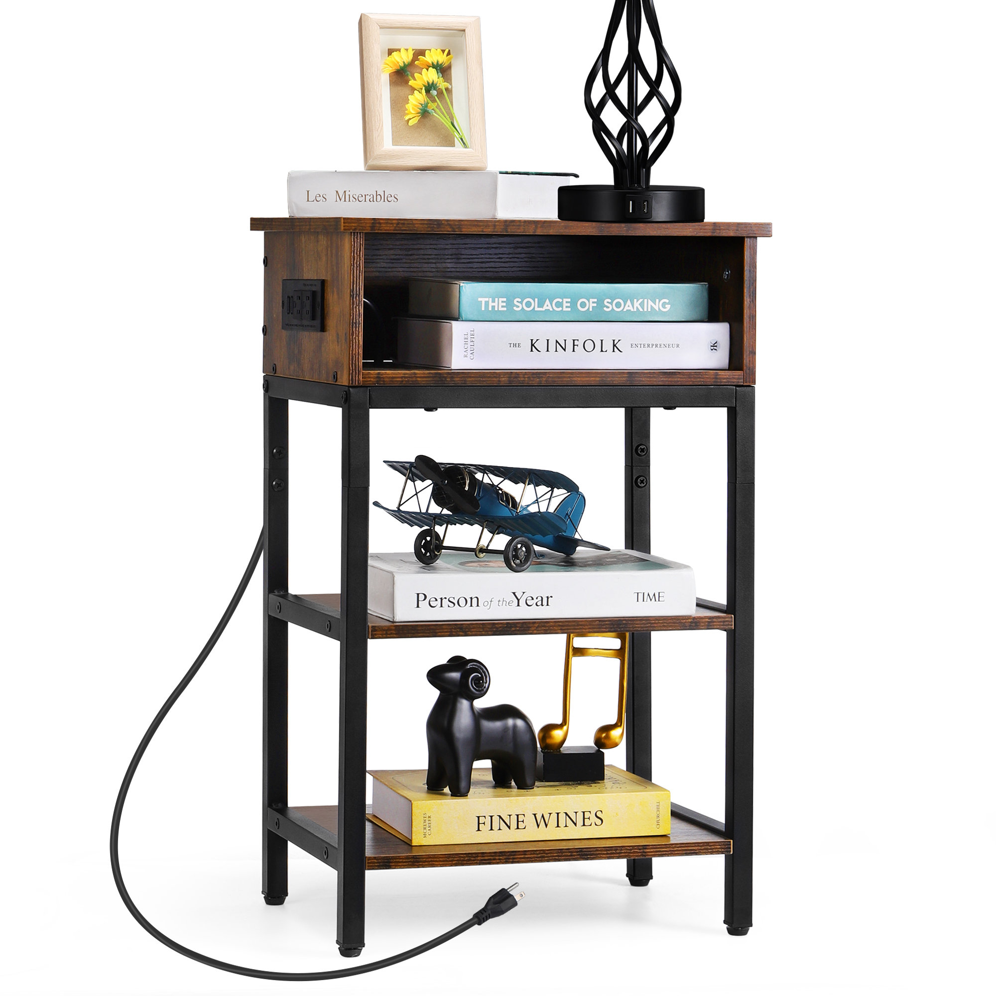17 Stories End Table with Storage and Built-In Outlets | Wayfair