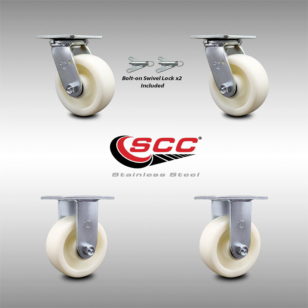 Service Caster 5 Inch Stainless Steel Nylon Caster Set with Roll ...