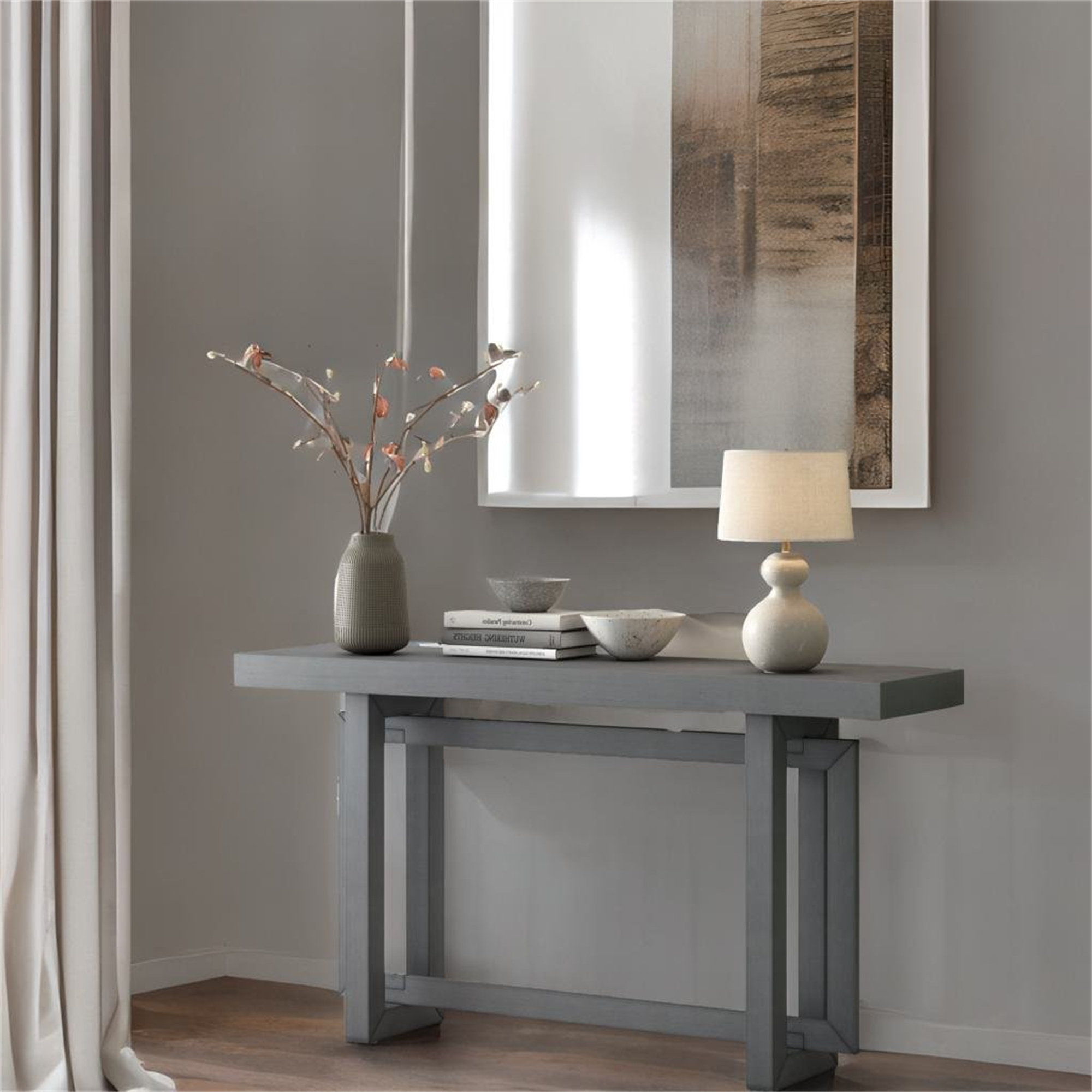 BESTCOSTY Contemporary Console Table With Industrial-inspired Concrete ...