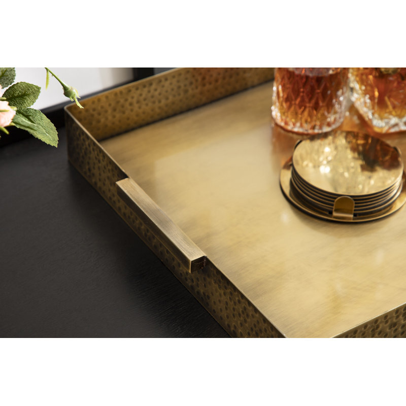 Latitude Run® Yasmine Round Hammered Metal Serving Tray & Reviews | Wayfair
