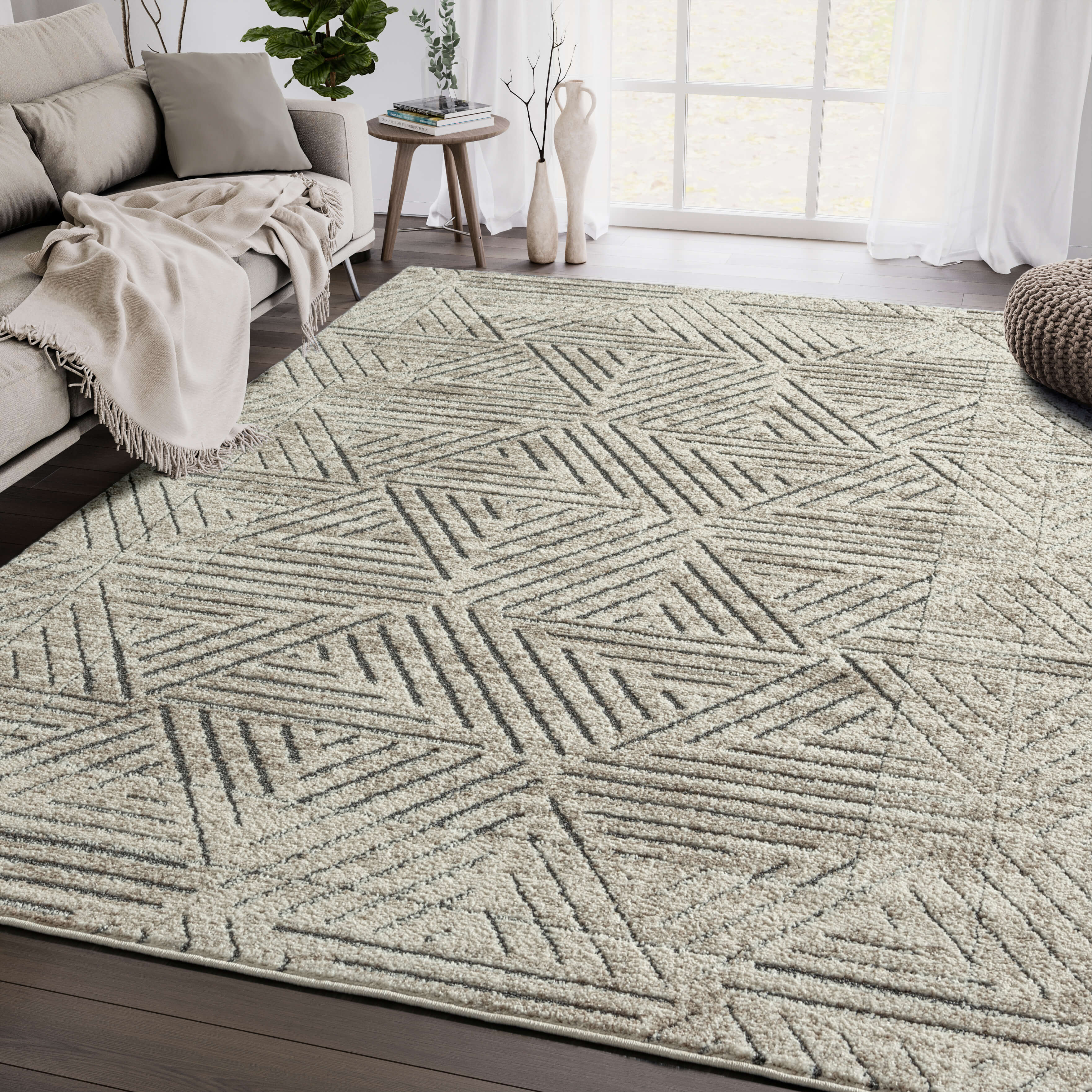 Wrought Studio Acacius Performance Cream/Grey Rug | Wayfair