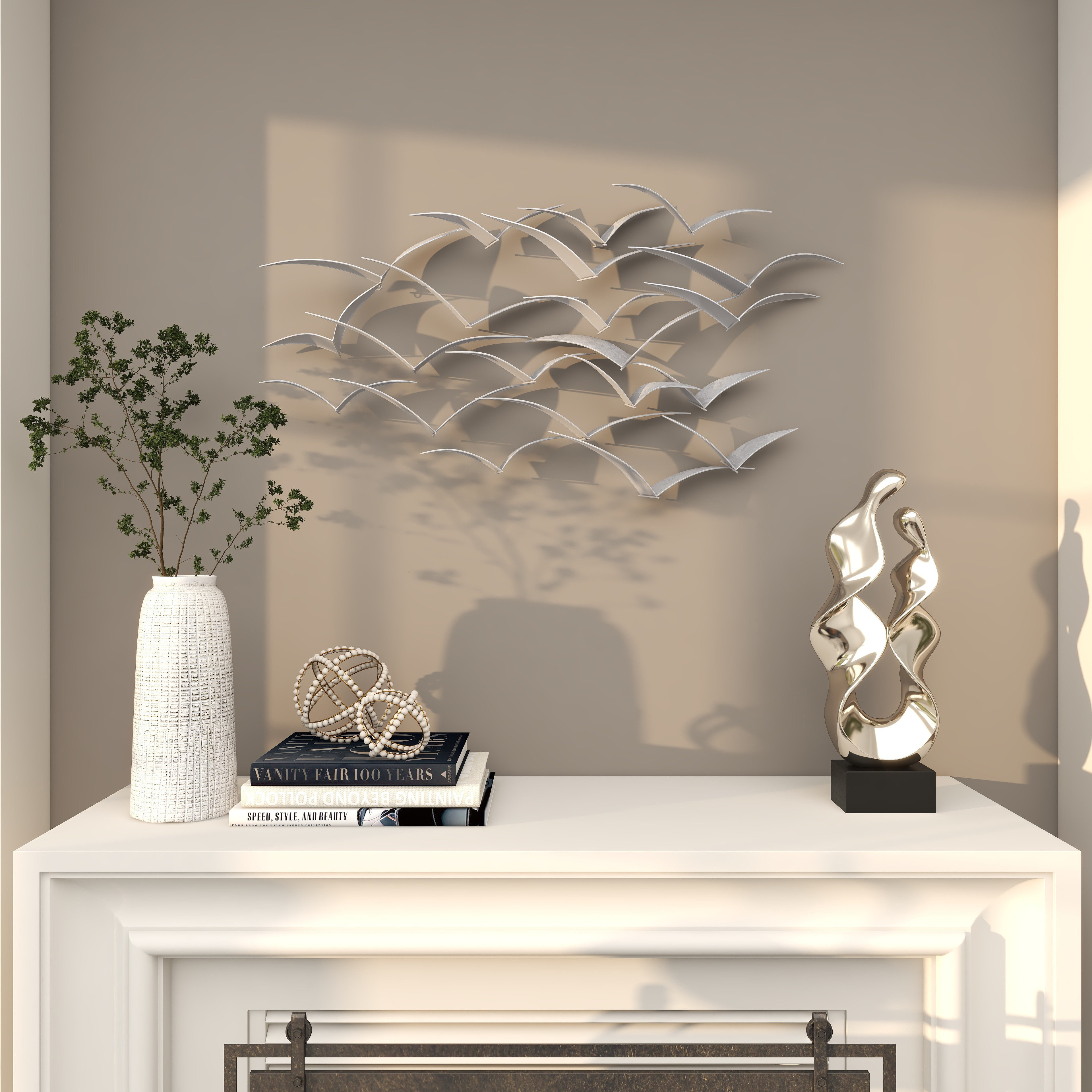 Highland Dunes Metal Flying Flock Of Bird Home Wall Decor & Reviews ...