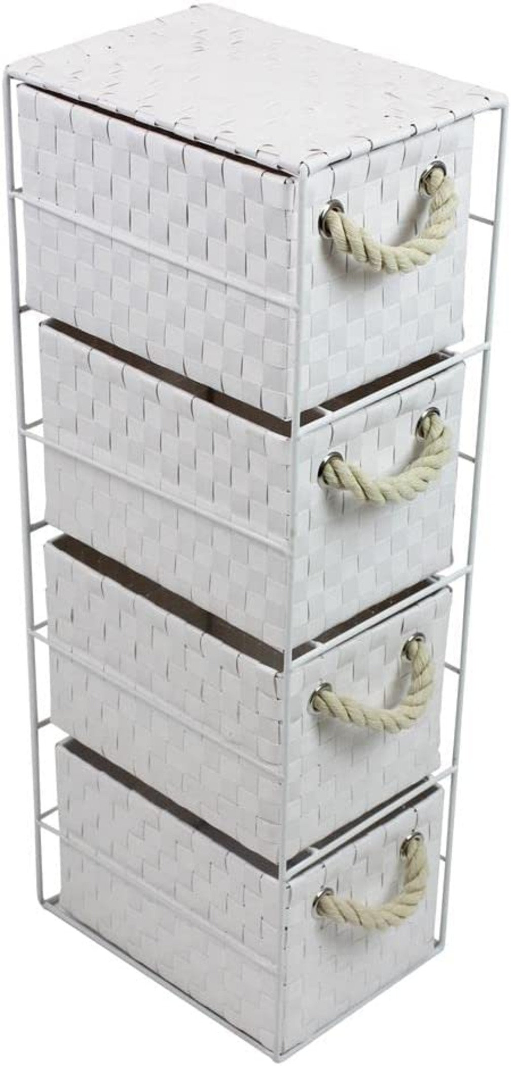 Breakwater Bay Four Drawer White Storage Unit With Rope Handles ...
