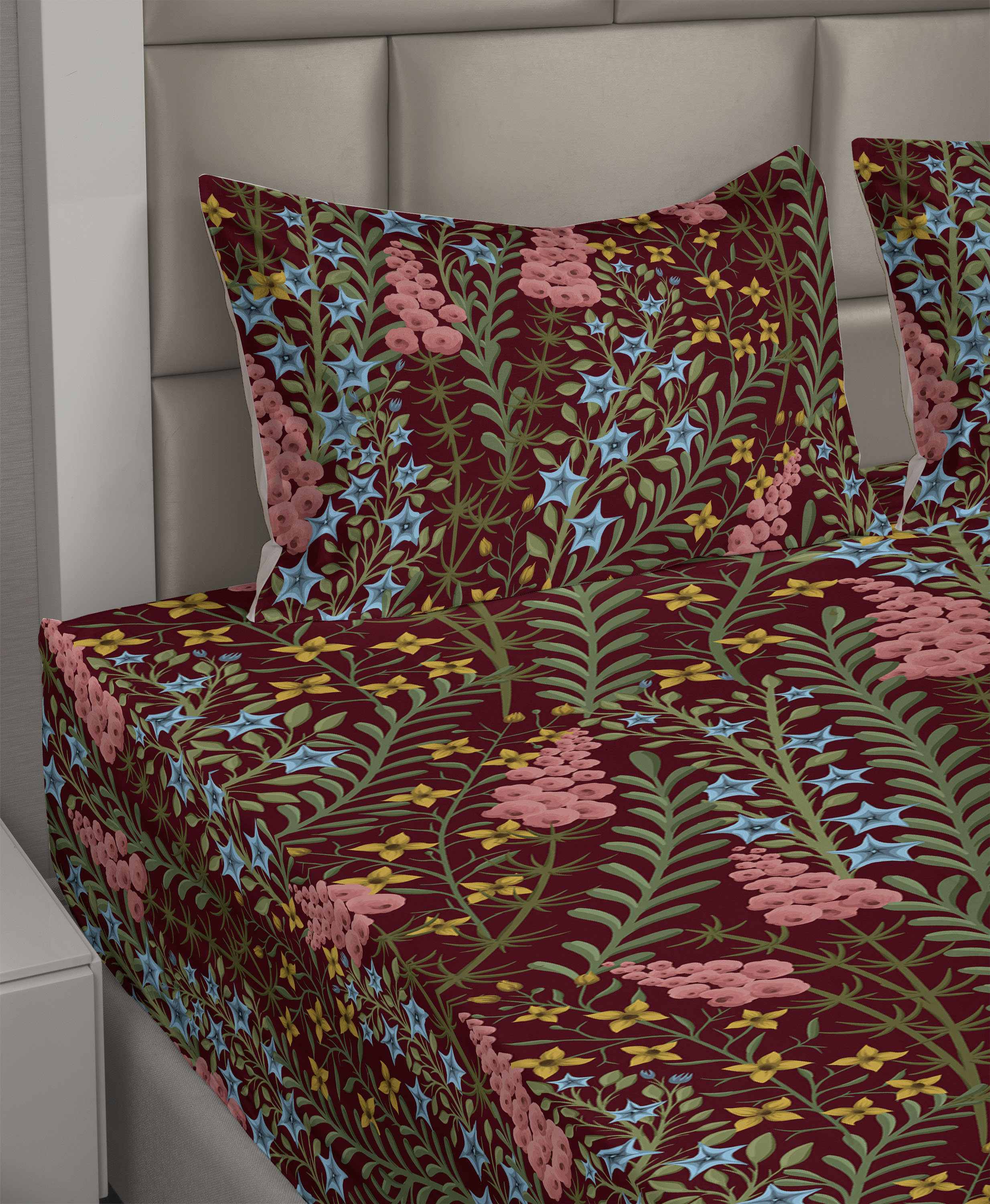 Ambesonne Floral Design Sheet Set Boho Forest Flowers Pastel Pink Jade ...