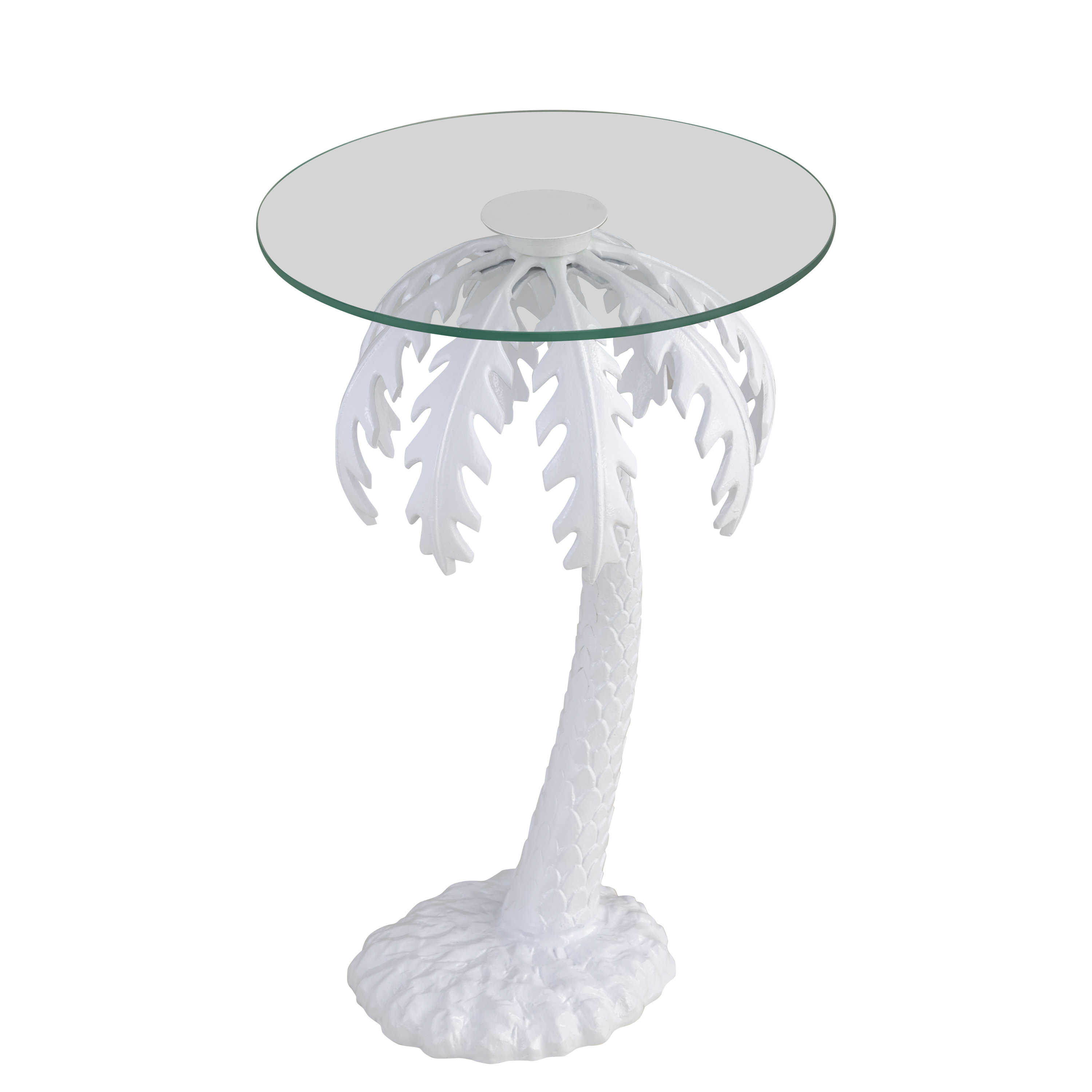 Bay Isle Home™ Brealynn 24.75" Mid-Century Vintage Glass Top Metal Palm ...