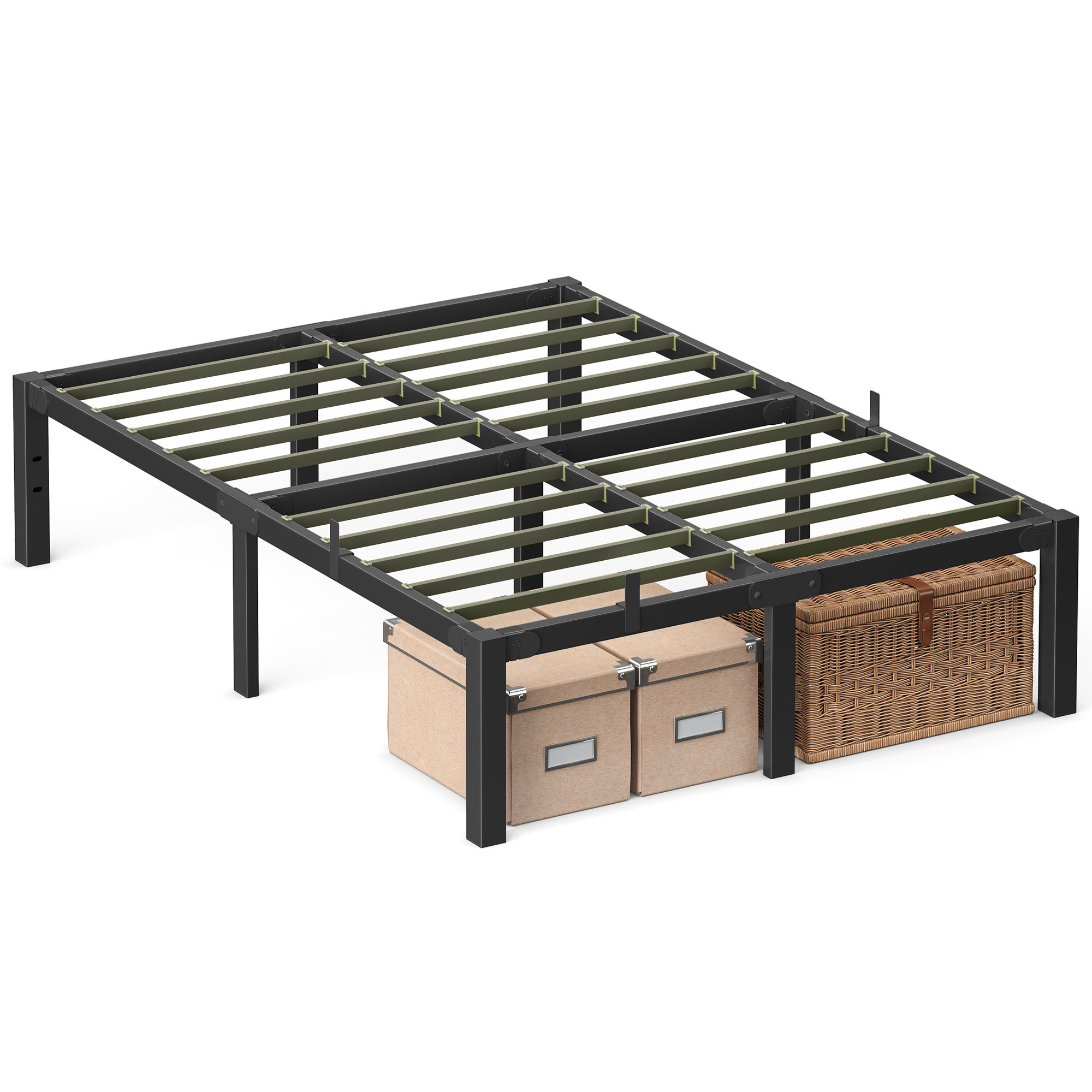 Alwyn Home 16" Heavy-Duty Platform Bed Frame Quick Assembly, 1500 lb ...