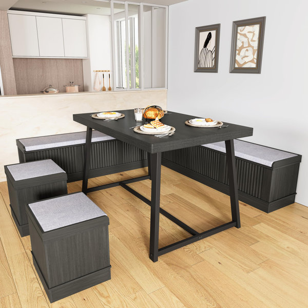 Latitude Run® Simple And Stylish 5 Person Corner Breakfast Nook Set ...