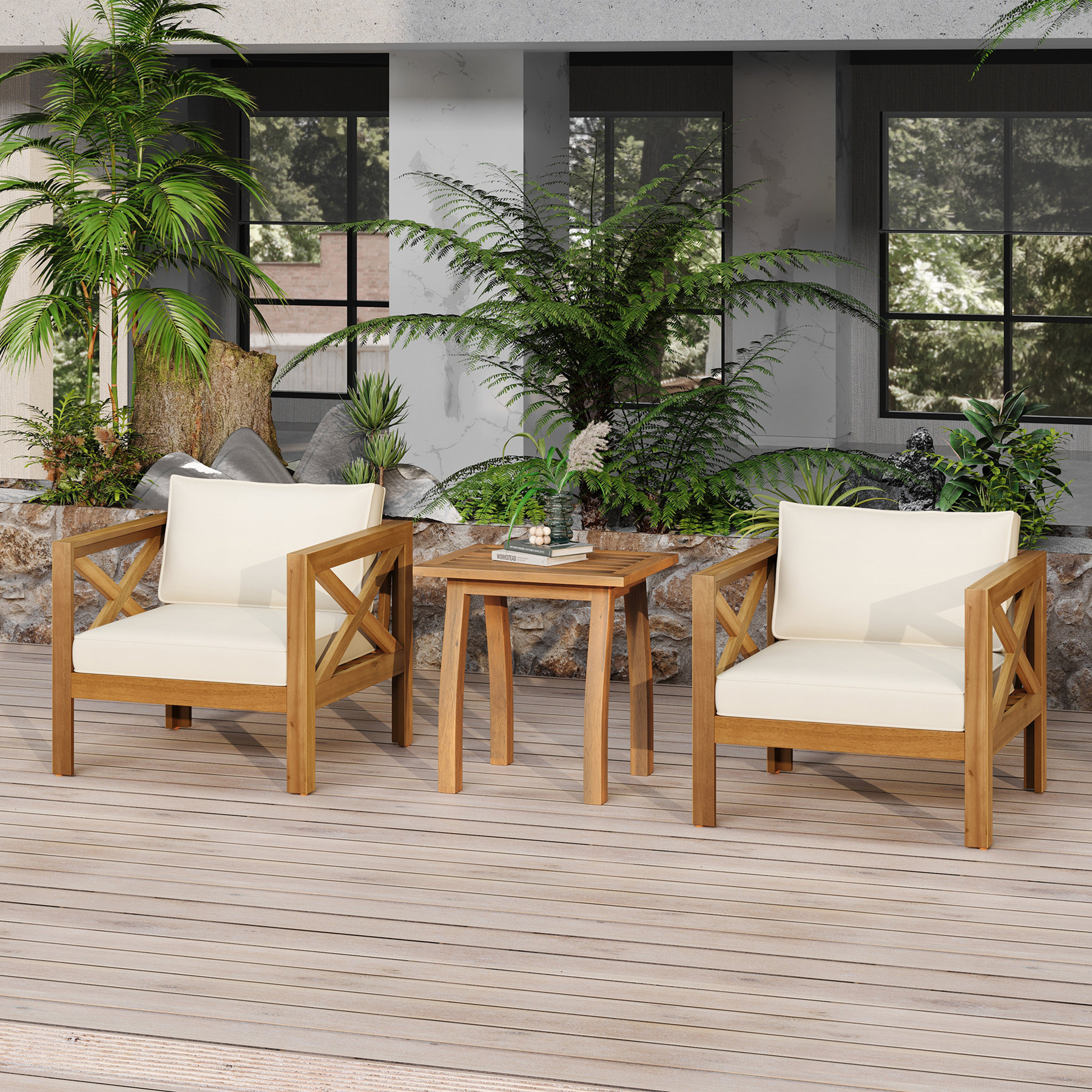 Breakwater Bay 3 Piece Patio Conversation Set | Wayfair