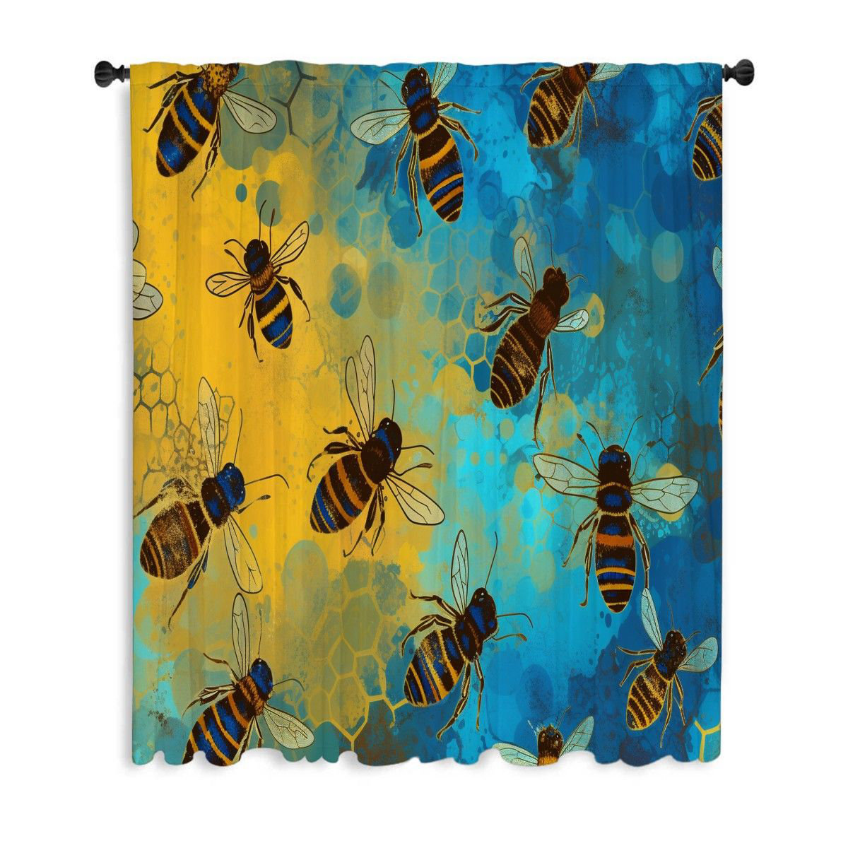 VisionDecor Bee Window Curtains, Insect Blockout & Sheer Curtains - 1 ...
