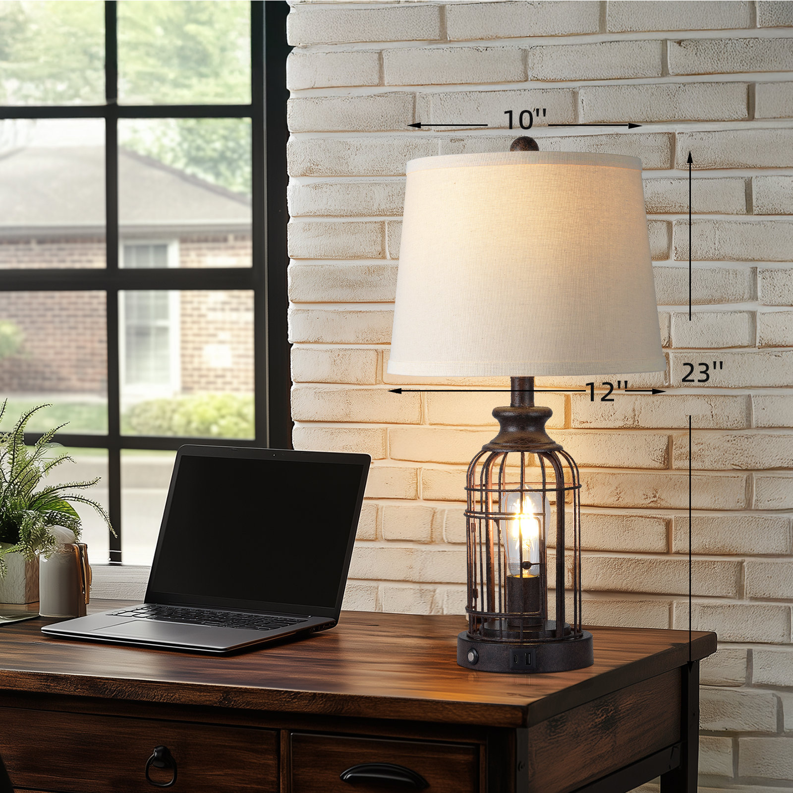 Red Barrel Studio® Shylon 23‘’ Rust Metal, Touch Dimmable, Night Light ...