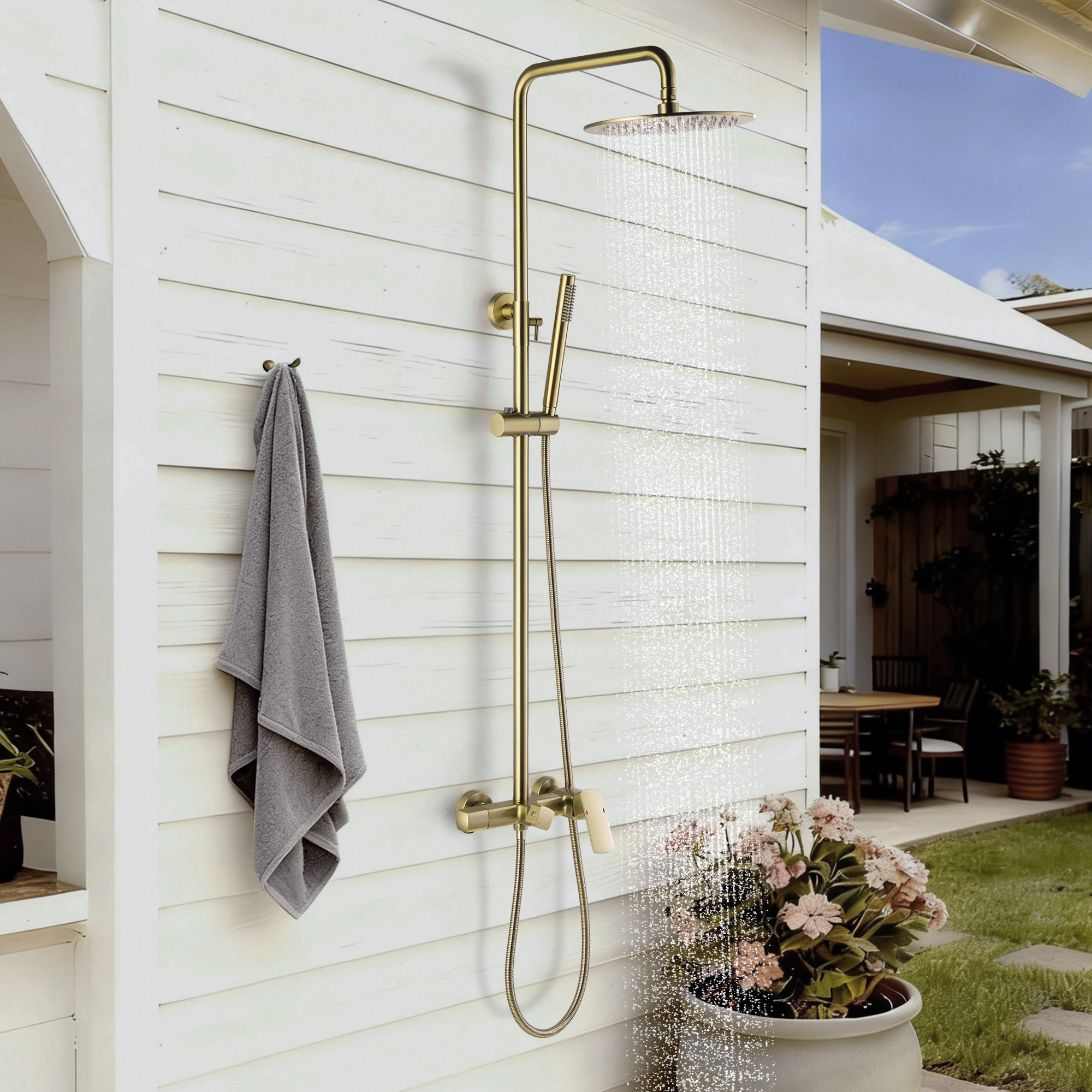 Aqua Gallery 47.2" Solid Brass Height Adjustable Complete Shower System ...