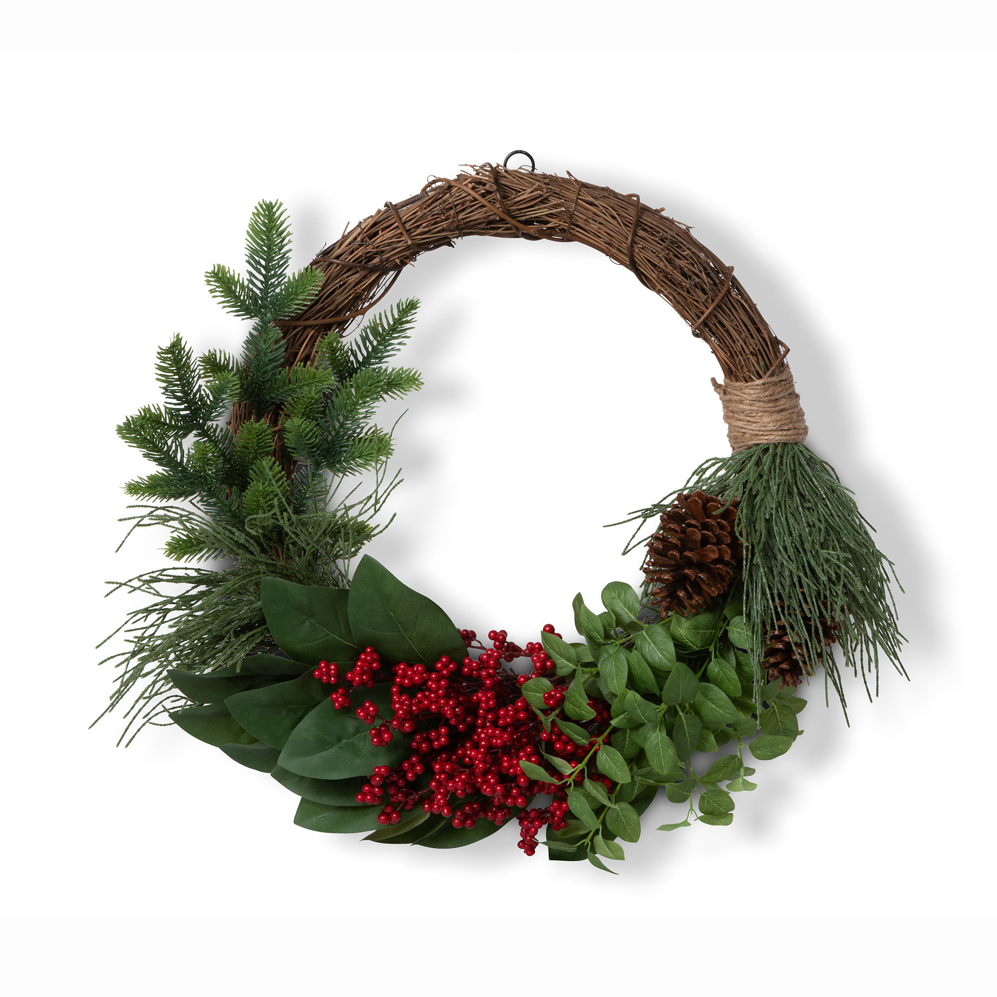 Park Hill Collection Winter Foliage and Berry Layered Vine Wreath | Wayfair