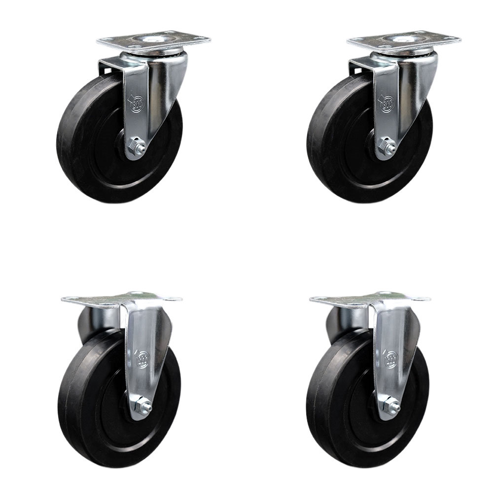 Service Caster 4 Piece Soft Rubber Swivel Top Plate Caster Set with 2 ...