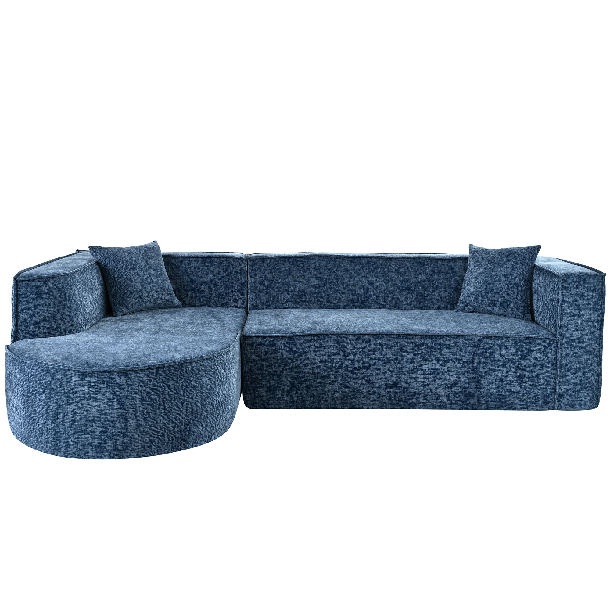 Ivy Bronx Sectional Sofa All Sponge L-Shape Sofa with Curved Chaise ...