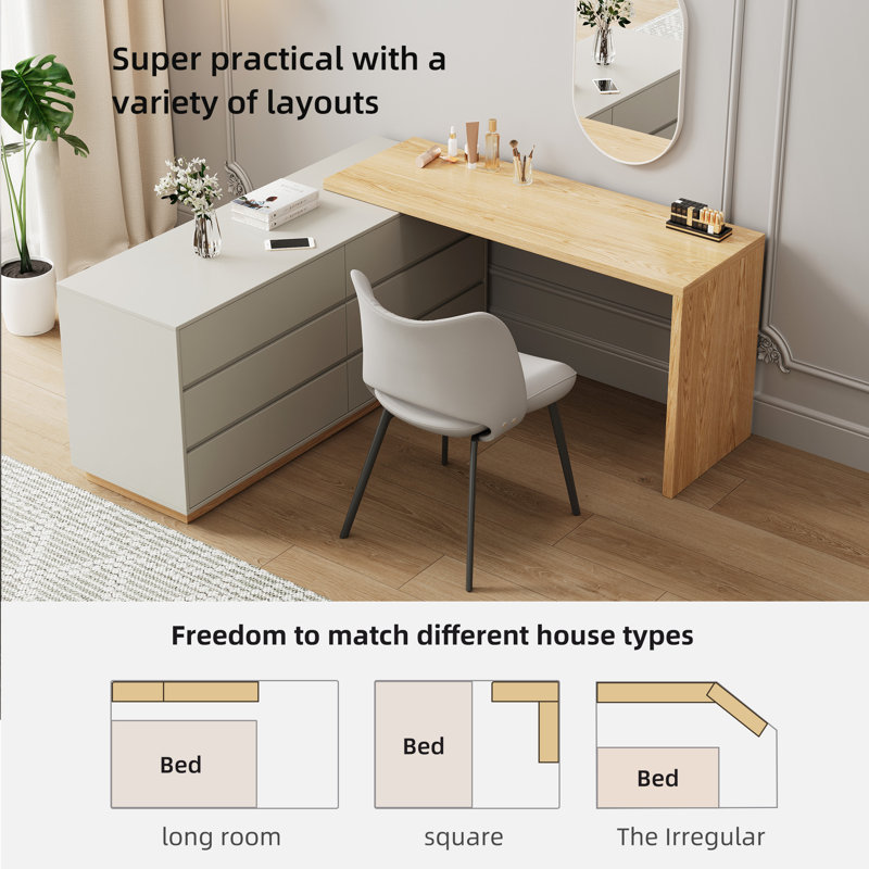 Latitude Run® Dressing Table With 6 Storage Drawers & Reviews - Wayfair ...