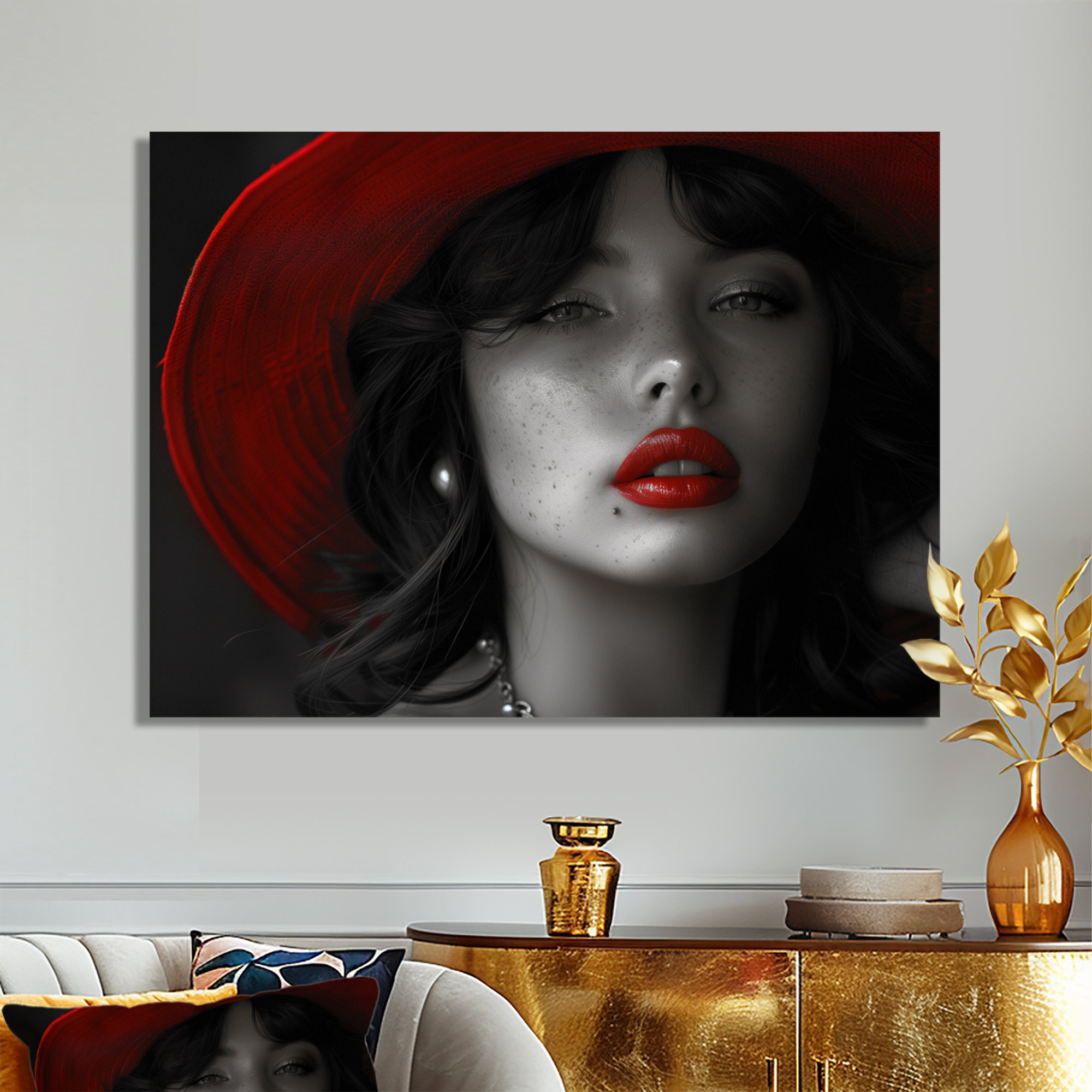 Mercer41 Red Black Glamour Woman With Red Lips II - Fashion Woman ...