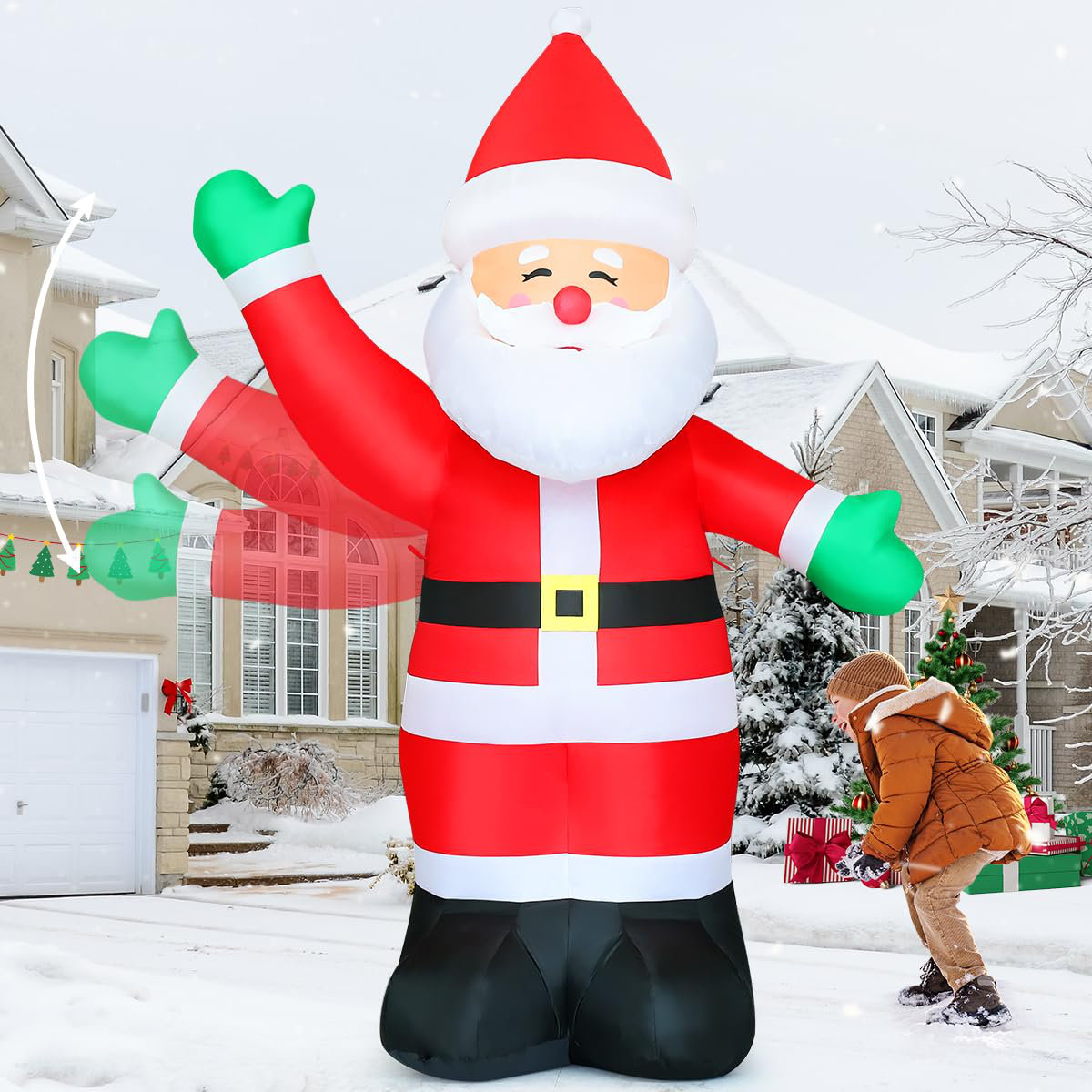 GOOSH Christmas Inflatables 8.8 Ft Christmas Inflatable Santa Claus ...