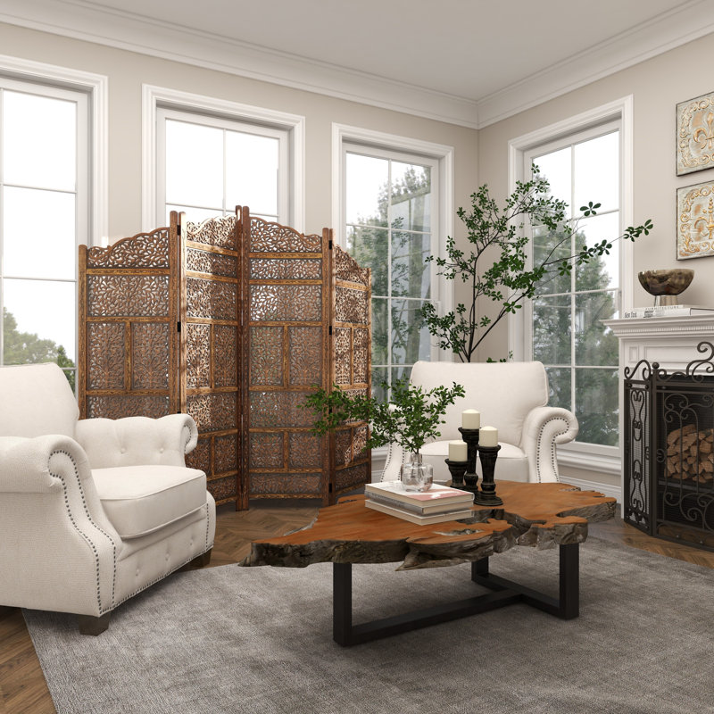 Bungalow Rose Brown Wood Handmade Foldable Arched Partition & Reviews ...