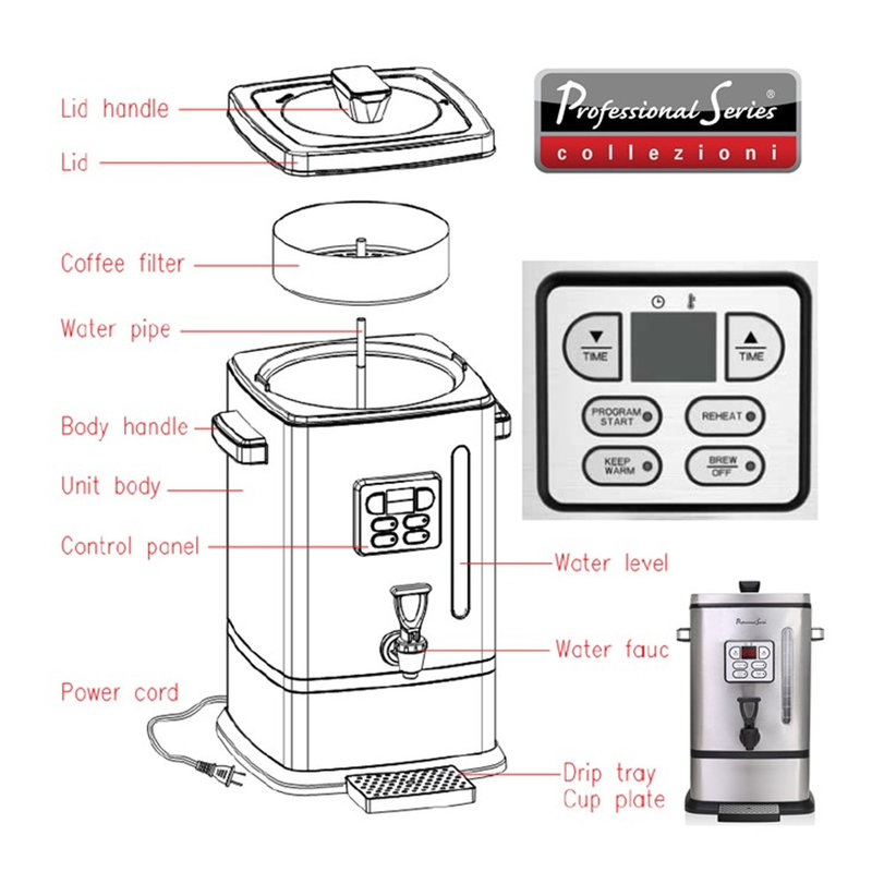 Continental Electric 50-Cup Pro Digital Coffee Urn Stainless Steel ...