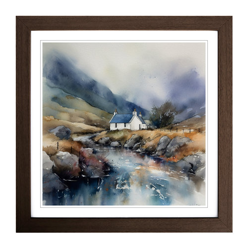 Alpen Home Scotland Watercolour - Single Picture Frame Print on Wood ...