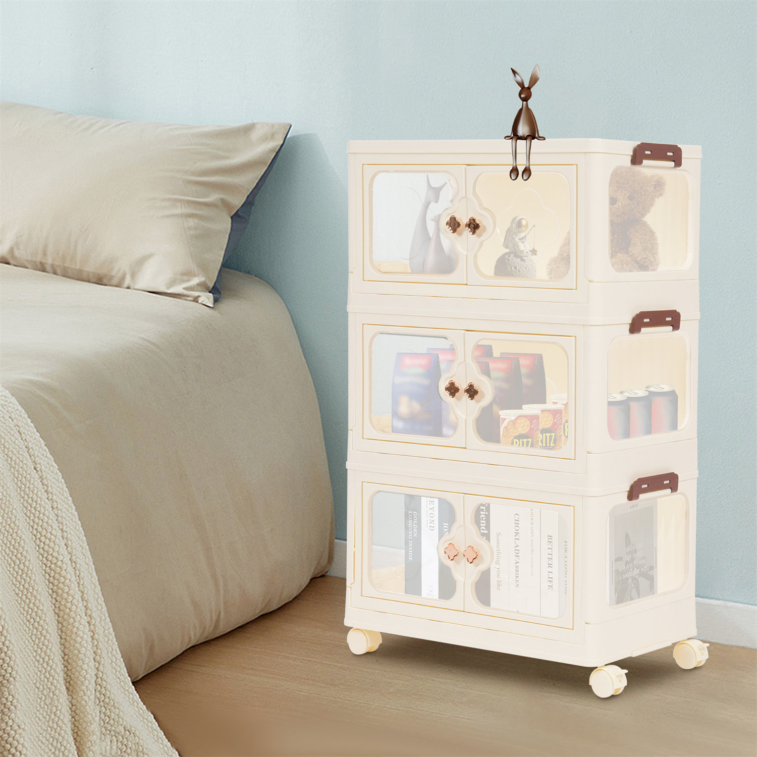 Winston Porter 3-Tier Foldable Storage Cabinet(Clear) - Wayfair Canada