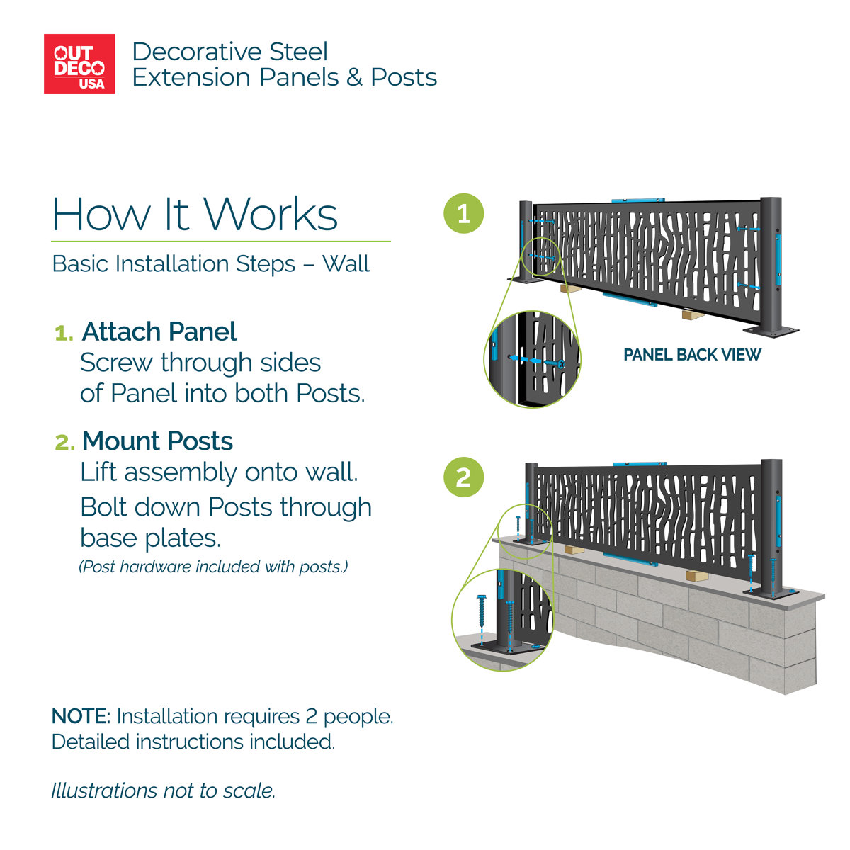 OUTDECO 16"x72" Outback Galvanized Steel Wall and Fence Extension ...