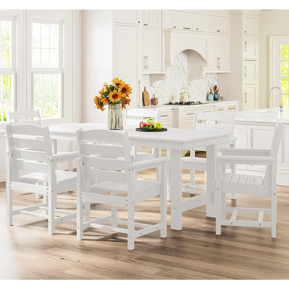 Rosecliff Heights 7-Piece Patio Dining Table Sets, Outdoor HDPE Dining ...