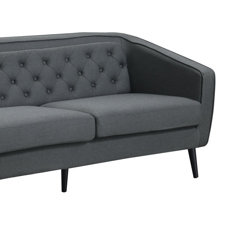 Corrigan Studio® Mid-Century Modern Tufted Tuxedo Arm Sofa, Grey | Wayfair