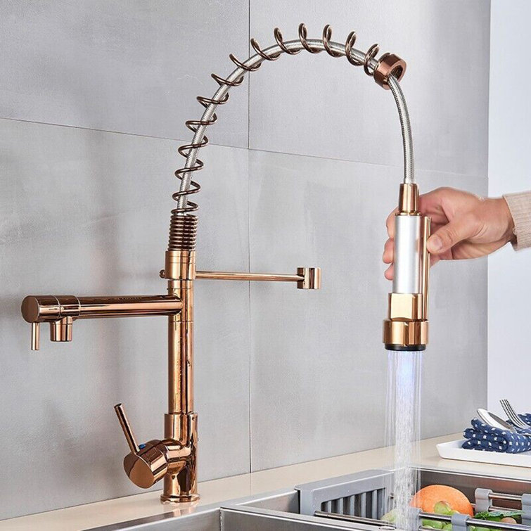 Belfry Kitchen Mono Modern Led Kitchen Mixer Taps Pull Dpwn Dual Spout ...