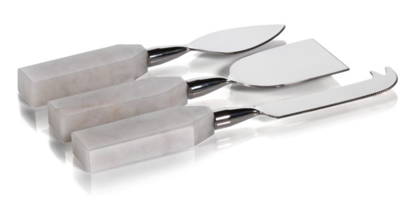 Everly Quinn Virgie 3-Piece Alabaster Cheese Knife Set | Wayfair