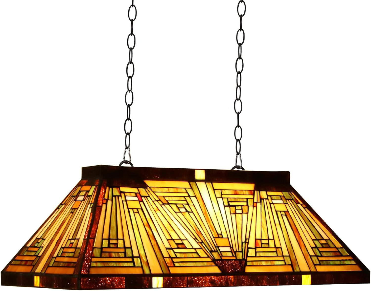 Co-t Handcrafted Tiffany Stained Glass Pendant Light Fixture - 3-Light ...