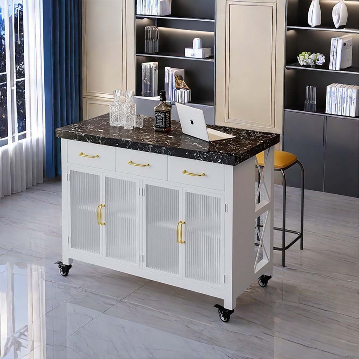 Hart Enjoy life Marble metal base removable kitchen island | Wayfair