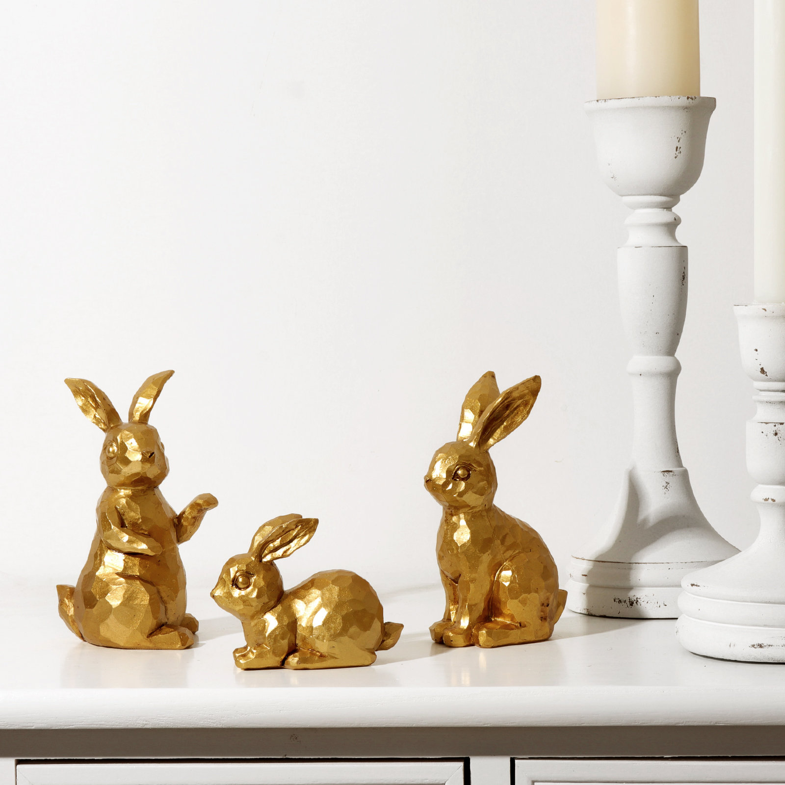 The Holiday Aisle® 3 Piece Resin Bunny | Wayfair