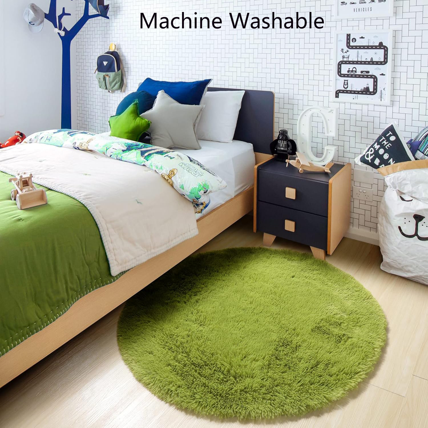Mercer41 Round Area Rug Soft Bedroom Circle Rugs Floor Mats for Living ...