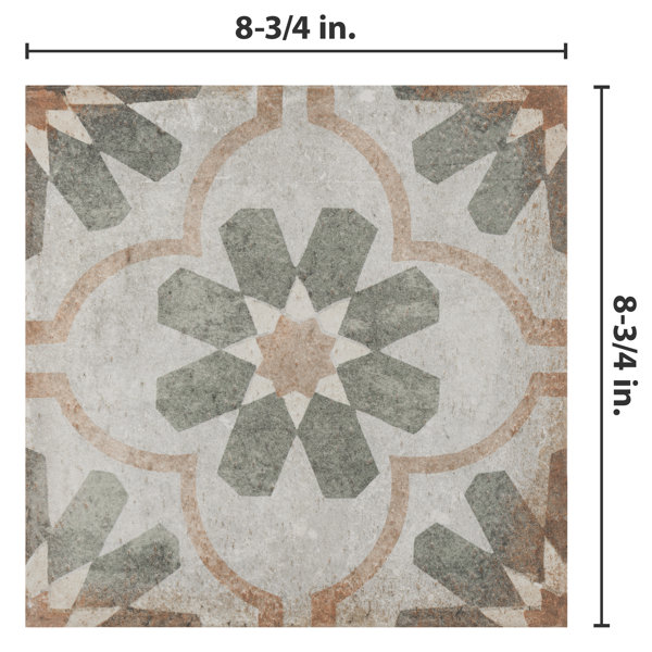 Merola Tile D'Anticatto Decor Florence 9" x 9" Porcelain Patterned Wall ...