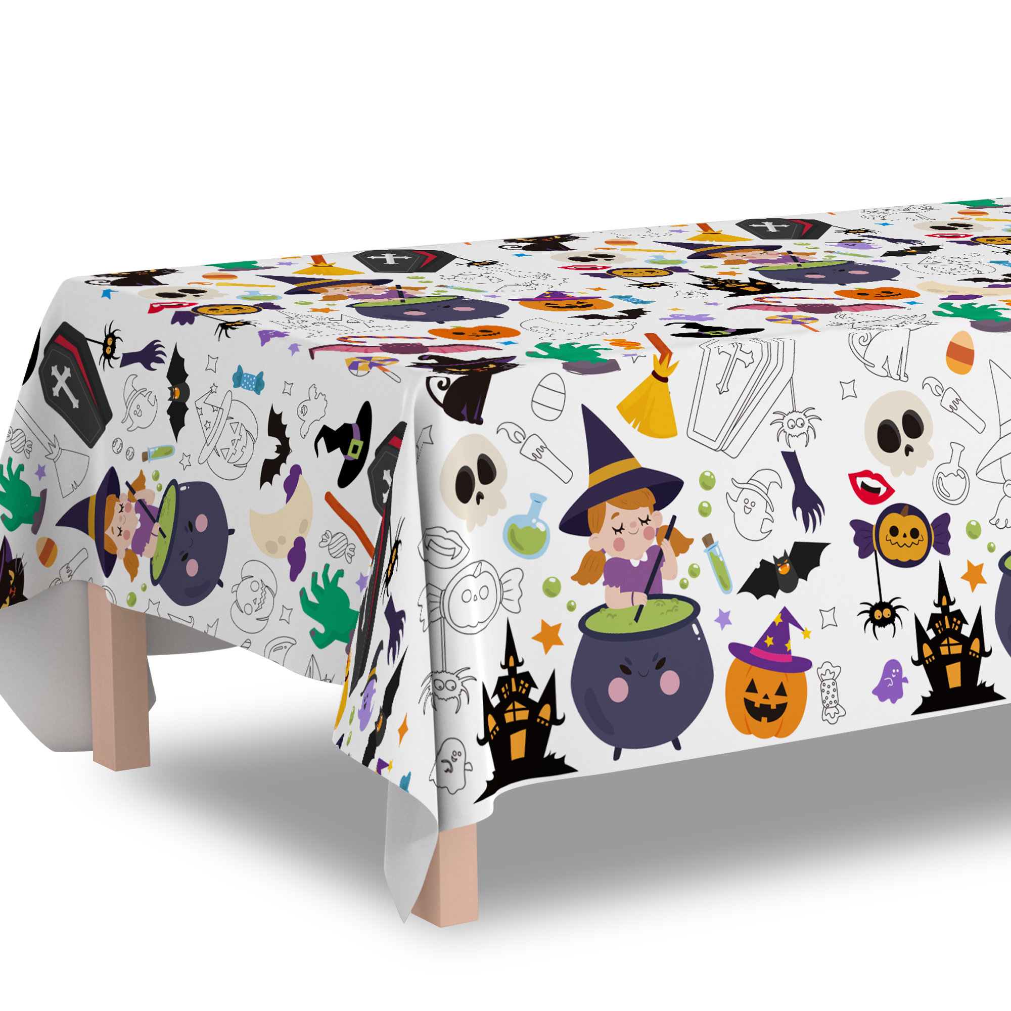 The Holiday Aisle® Halloween Coloring Tablecloth, Halloween Giant ...