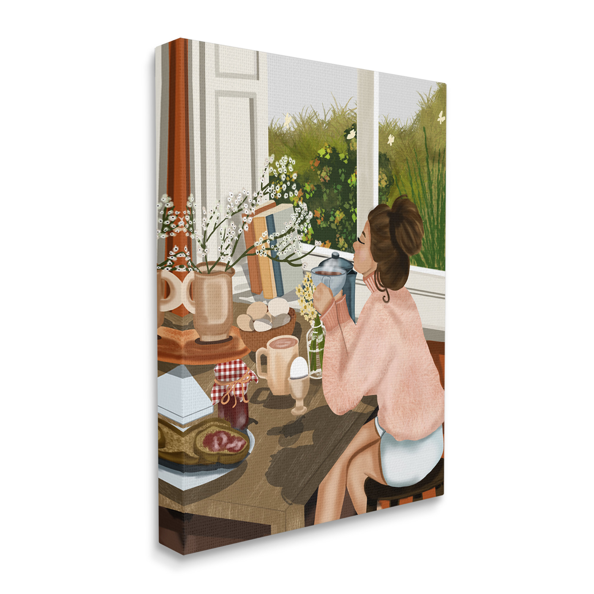 Winston Porter Girl With Cozy Breakfast On Canvas by Saba Rauf Print ...