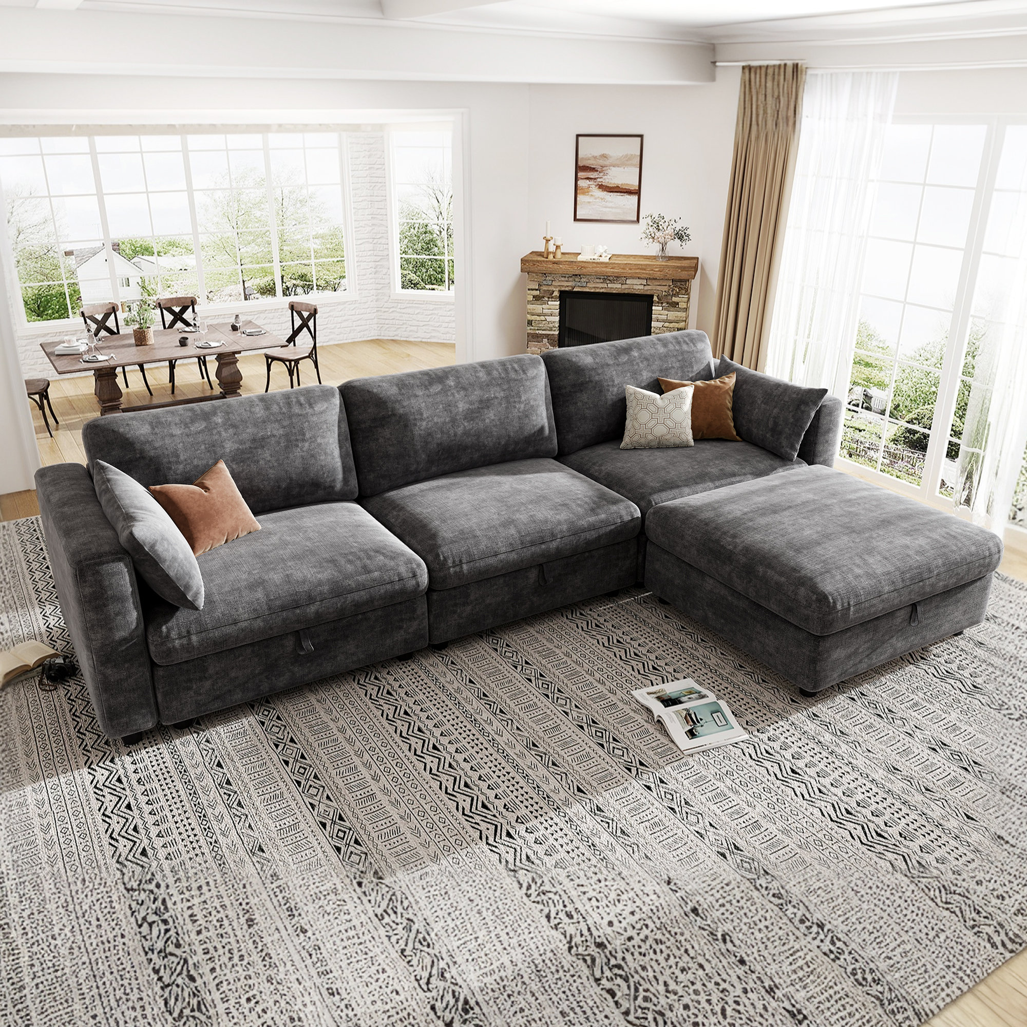 Latitude Run® Modular Sectional Sofa Couches With Sturdy Structure, L ...