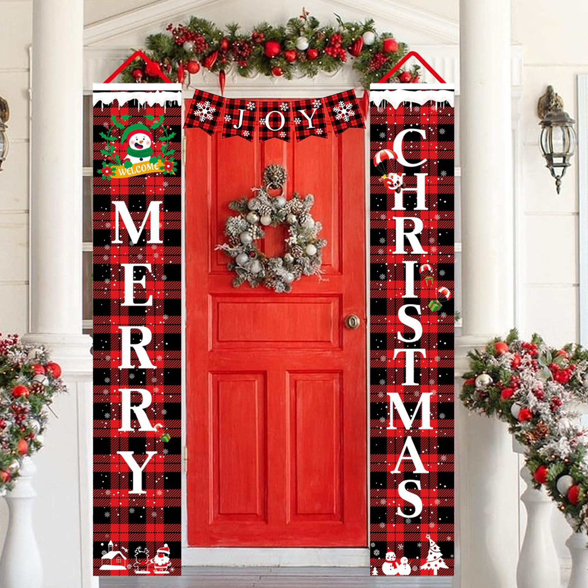 The Holiday Aisle® Christmas Porch Sign Merry Christmas Banner Hanging ...
