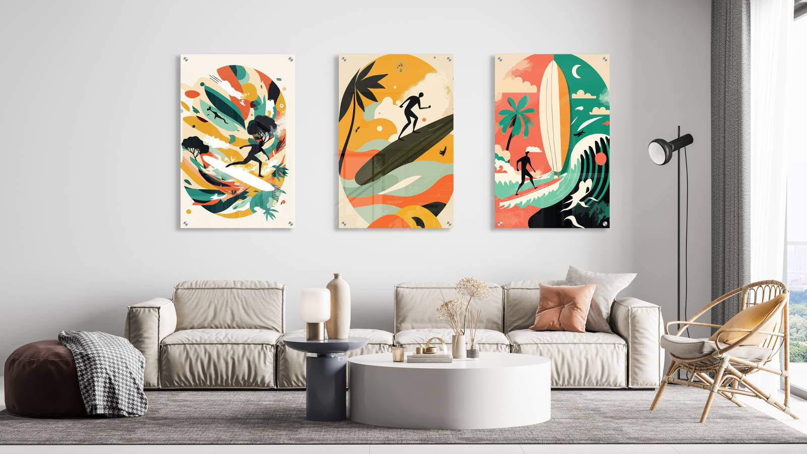 UniQstiQ Surfing Style Set of 3 Prints Modern Wall Art Modern Artwork ...