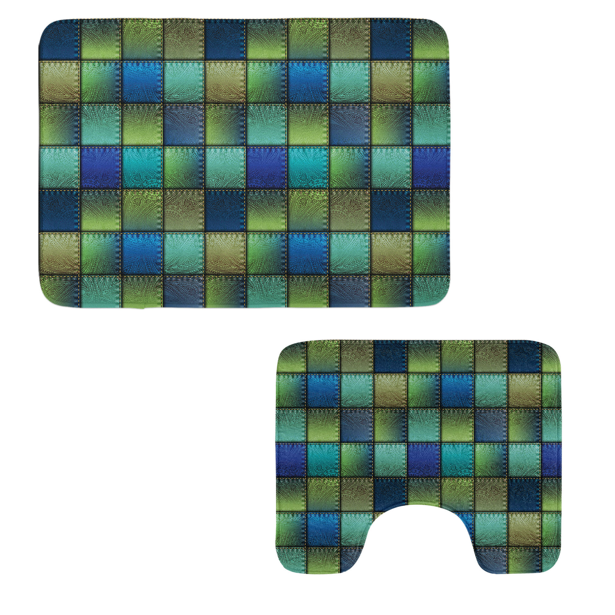 Dakota Fields Colorful Bathroom Rug Set 2 Pieces Rectangle & Contour ...