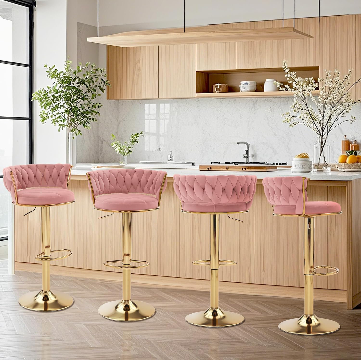 Everly Quinn Bar Stools Set of 4, Adjustable Counter Height Barstools ...