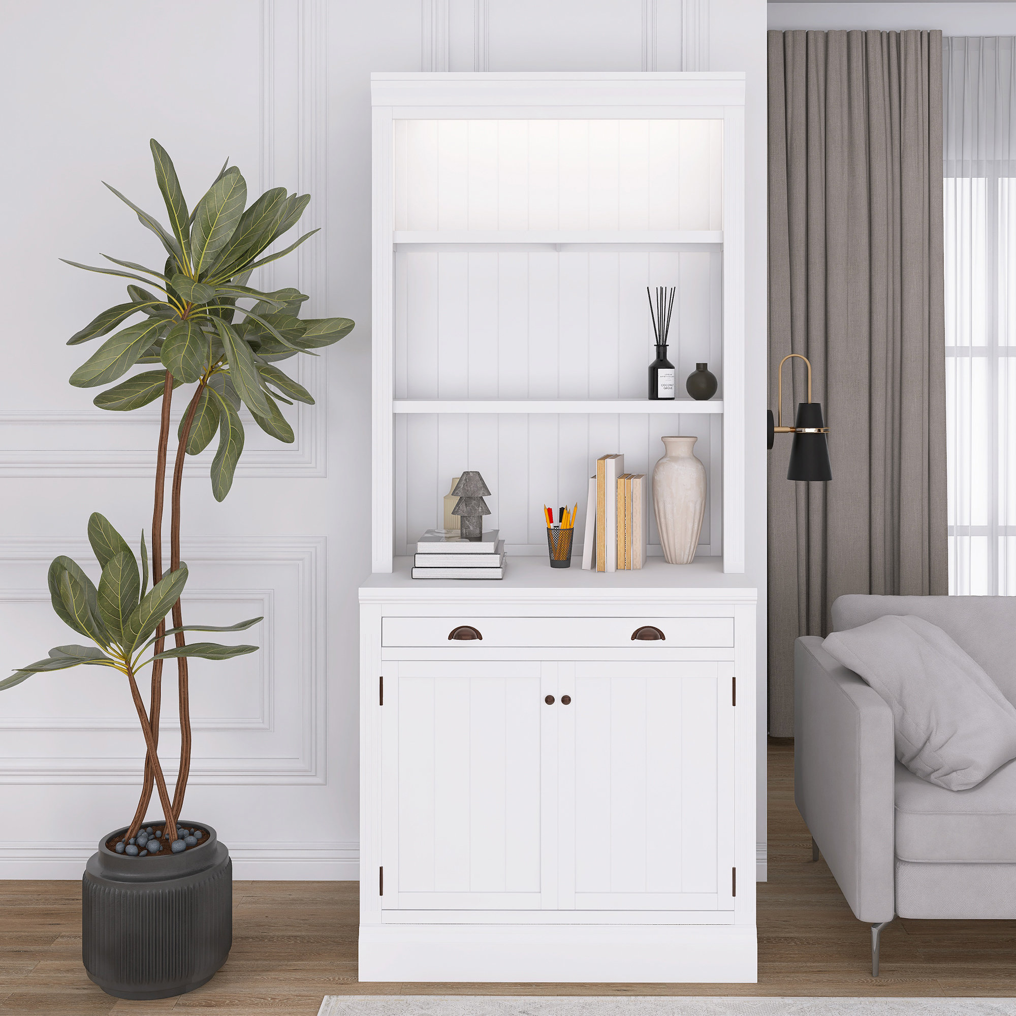 Red Barrel Studio® Willmot 83.4"Tall Modern Bookshelf with LED Lighting ...